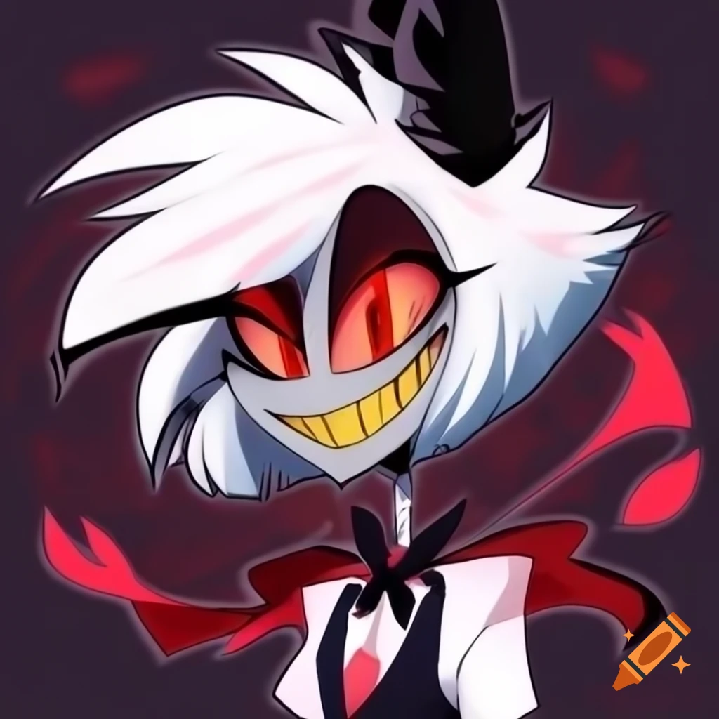 Androgynous male character portrait inspired by Hazbin Hotel style with ...