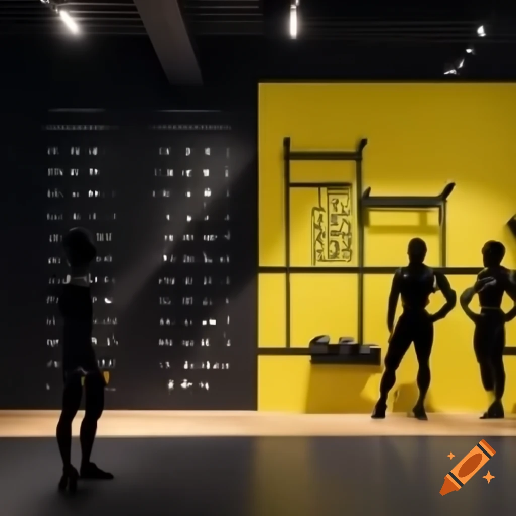 Minimalist fitness progress chart with silhouetted figure in gym design ...