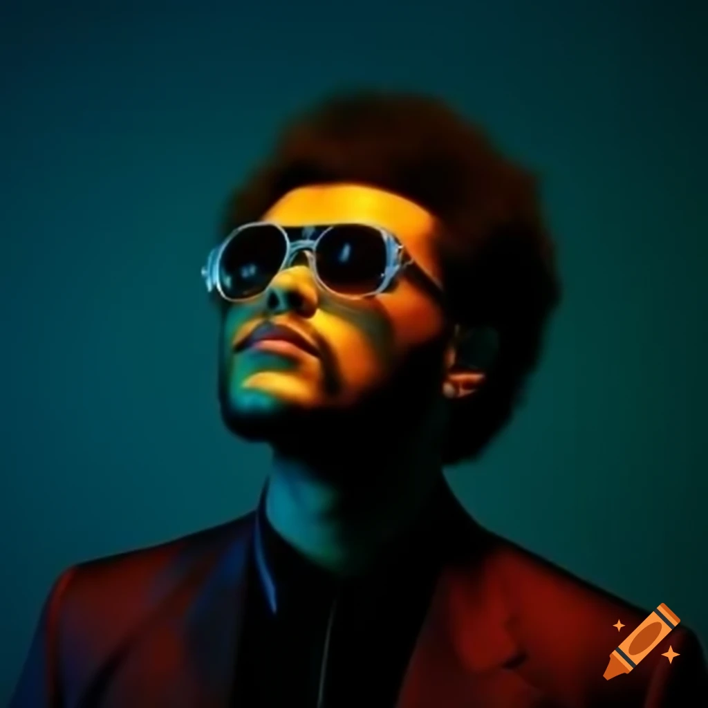 Cinematic album cover featuring The Weeknd in ultra-realistic high ...