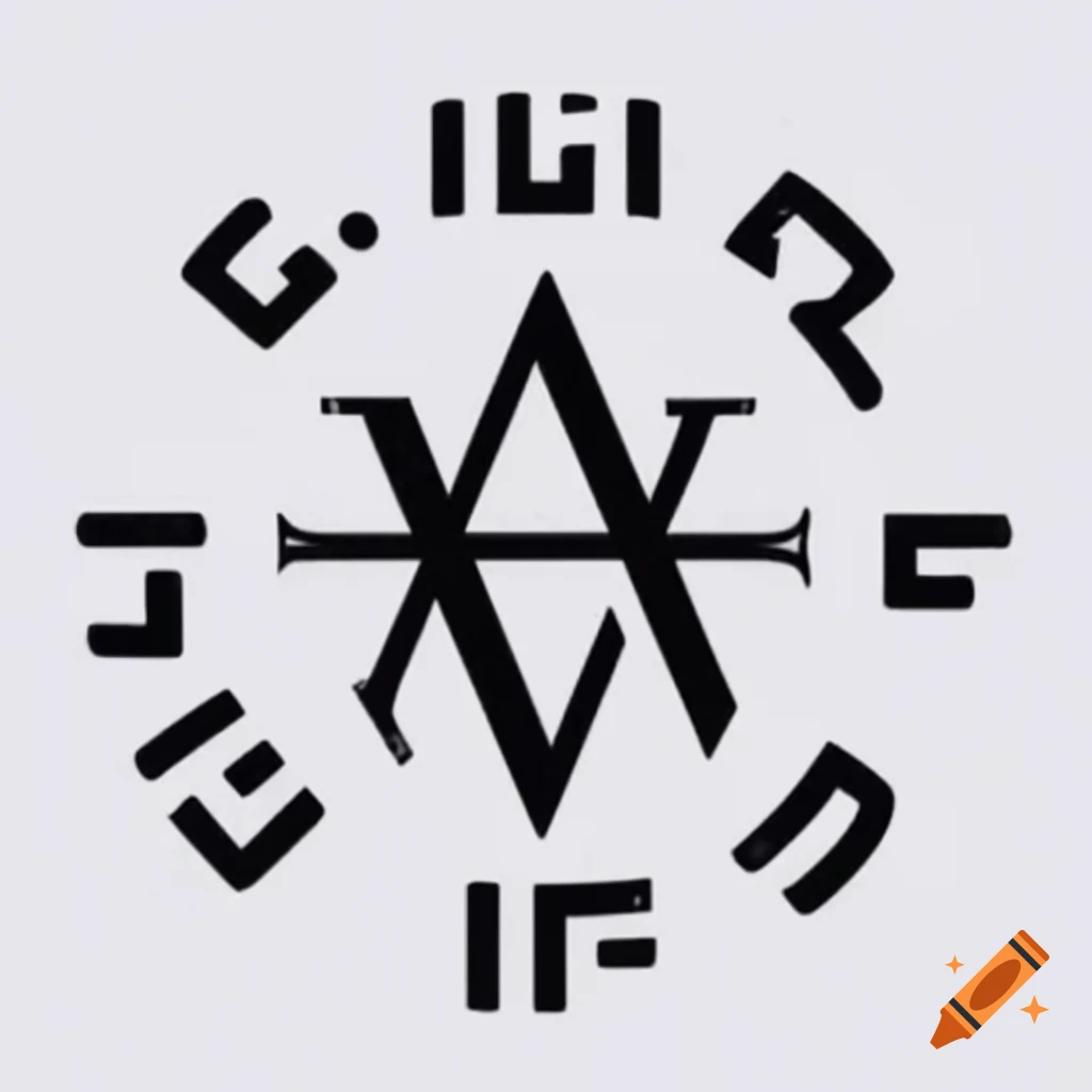 Monogram logo blending letters and alchemy symbol with an eye on Craiyon