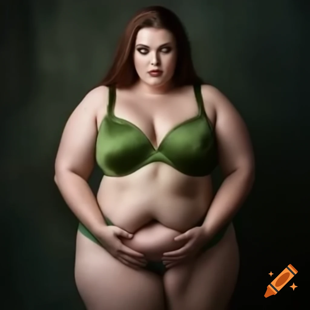 Plus size elf woman with brunette hair and dark brown eyes on Craiyon