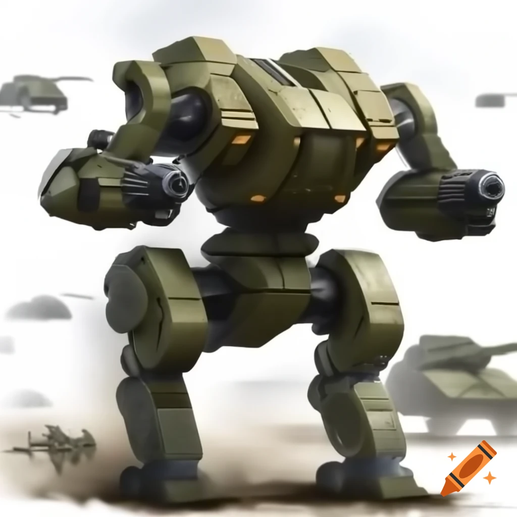 Heavily armored bipedal battle mech with angular designs inspired by ...