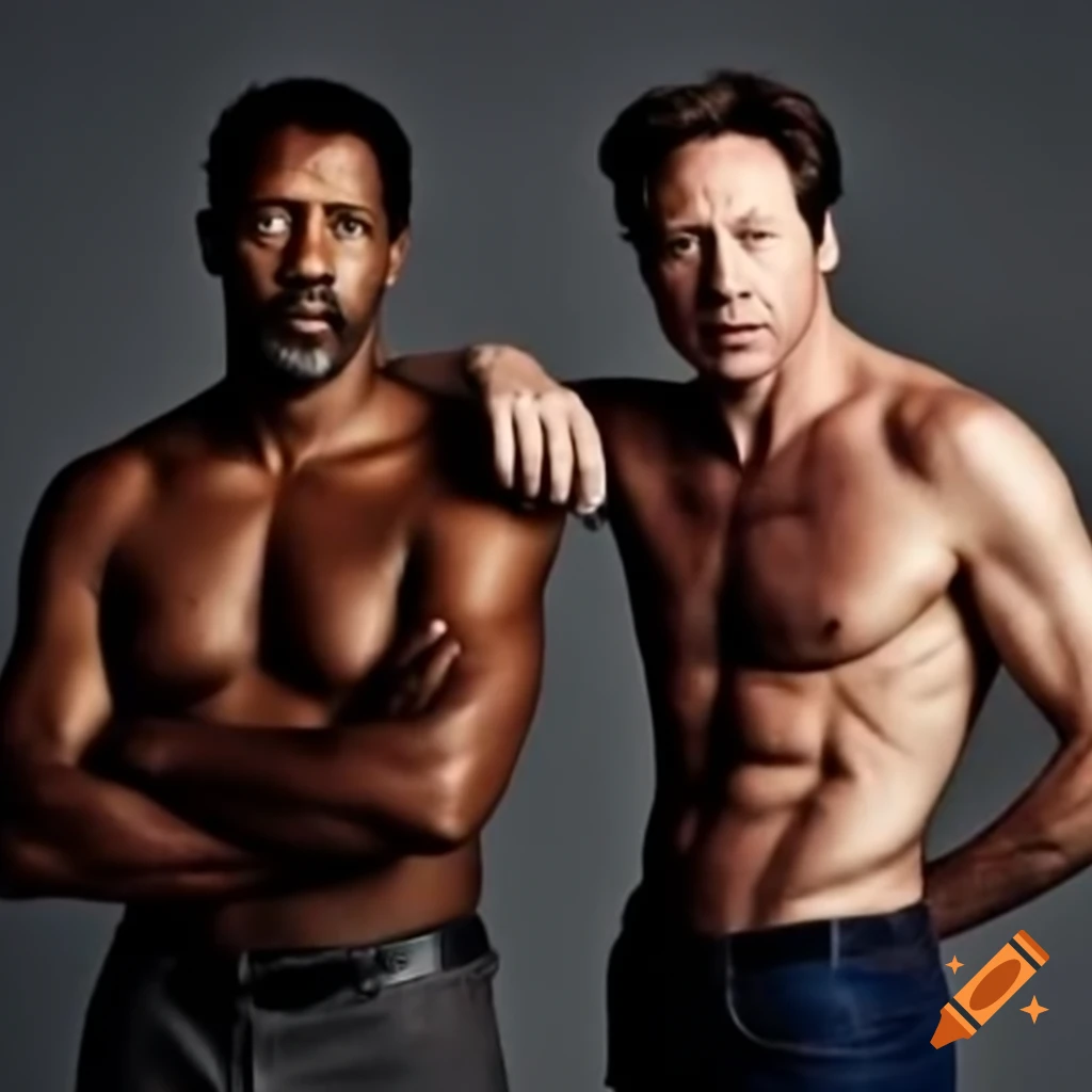 Denzel Washington and David Duchovny showcasing their muscular ...