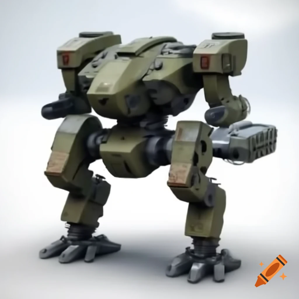 Heavily armored bipedal battle mech with angular designs inspired by ...