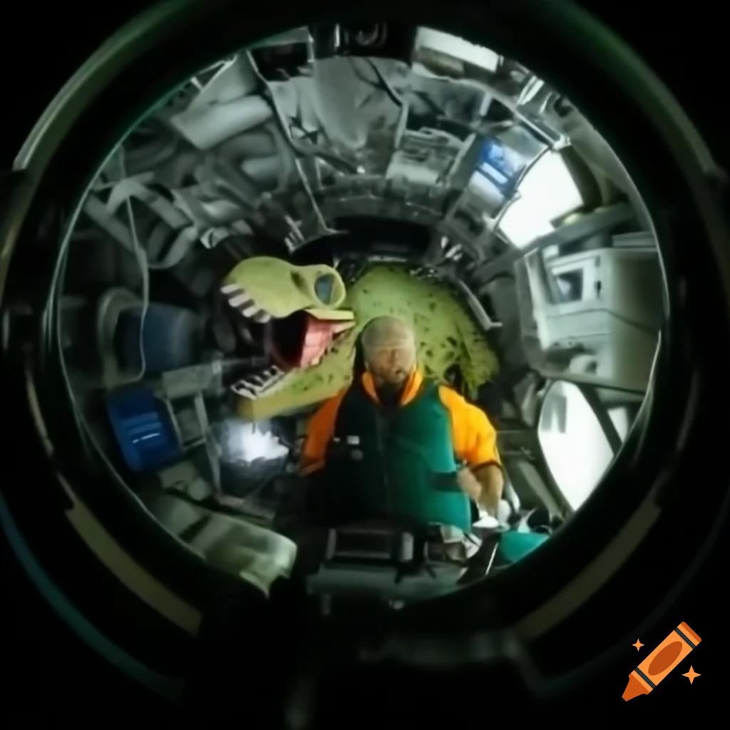 Danish T-rex exercising on rowing machine in Columbus module of ...