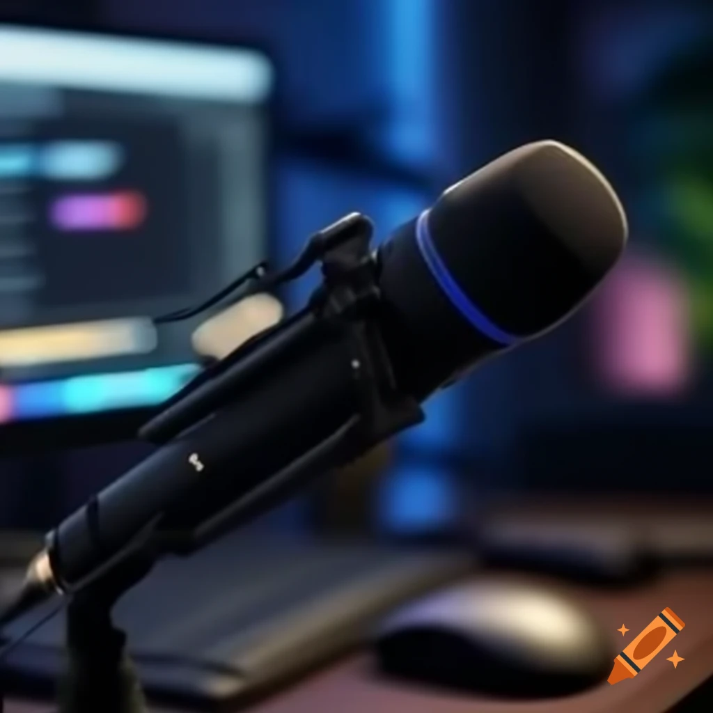 Workspace scene featuring a computer and mouse, focusing on a sound ...