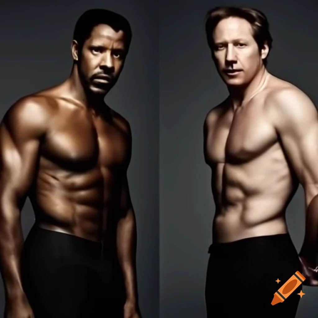 Denzel Washington and David Duchovny showcasing their muscular ...