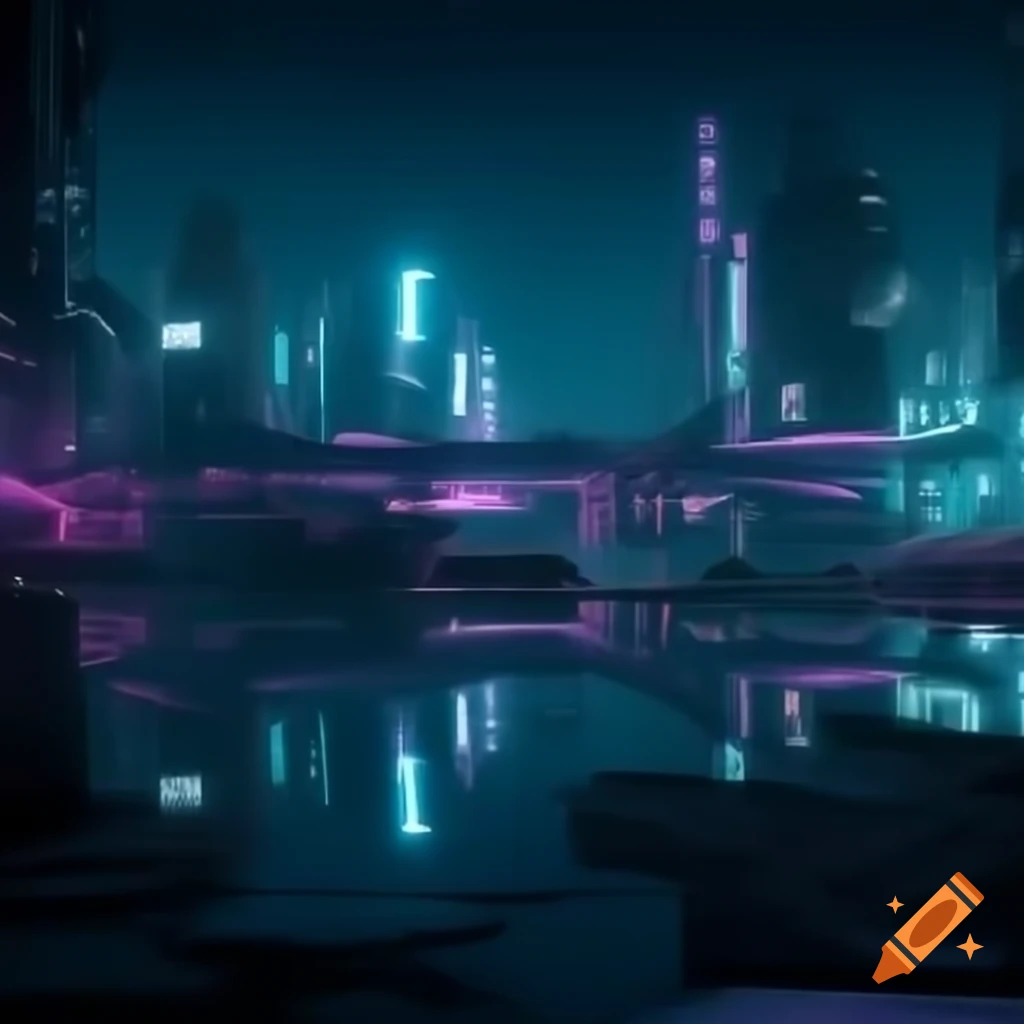 Floating city over the sea with neon skyscrapers in hyper-realistic ...