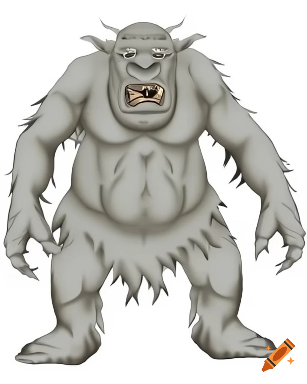 Ogre with bulky build and sharp teeth on Craiyon