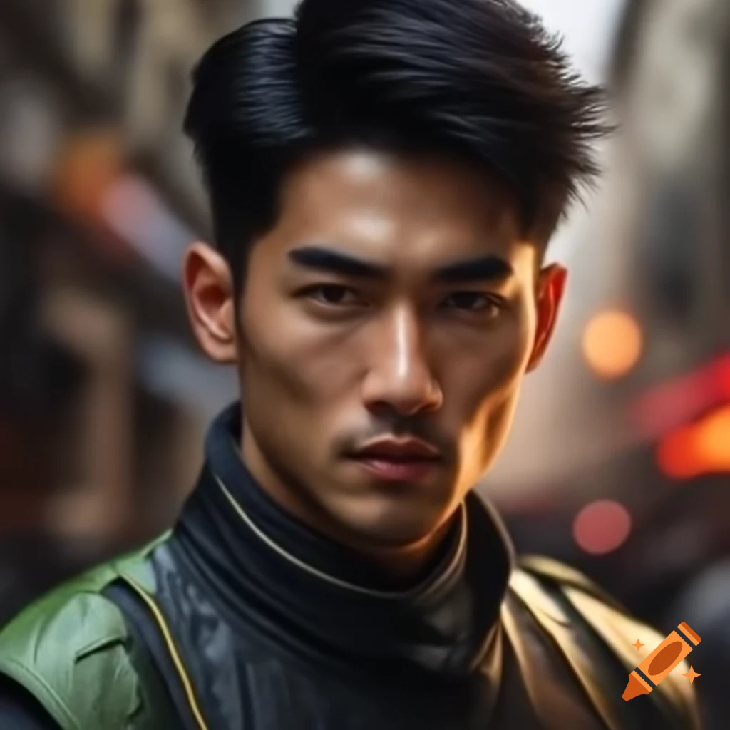 Realistic portrait of a mixed race Asian-European man in his 40s on Craiyon