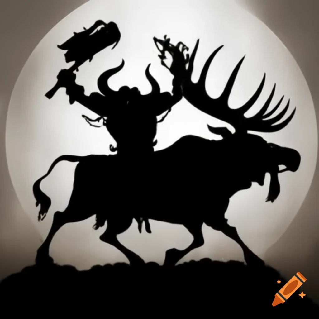 Silhouette of a moose minotaur with a Viking theme on Craiyon