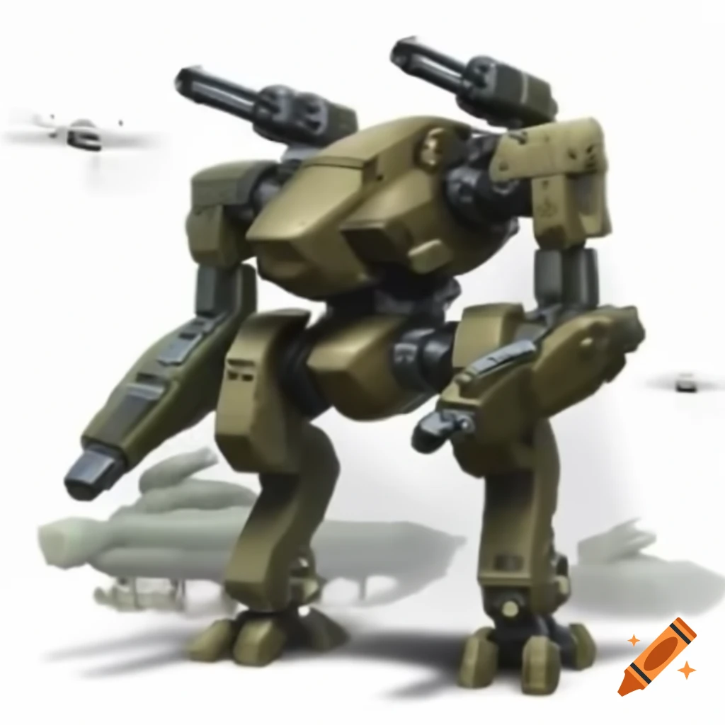 Heavily armored bipedal battle mech with angular designs inspired by ...