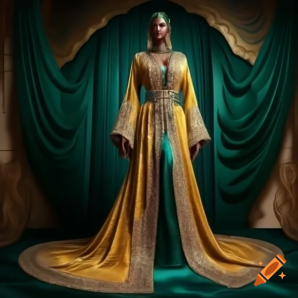 Luxurious Moroccan caftan with Fassi embroidery on emerald velvet on ...