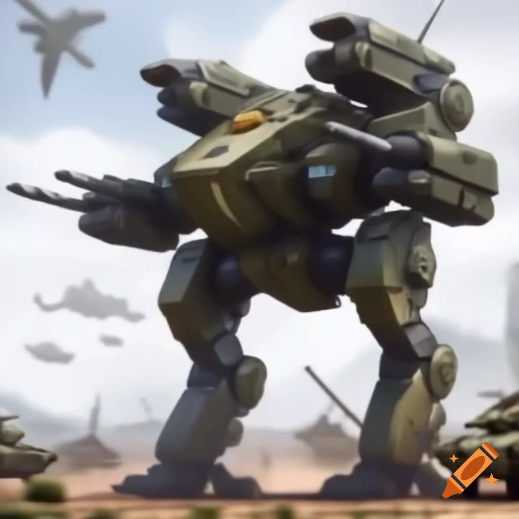 Heavily armored bipedal battle mech with angular designs inspired by ...