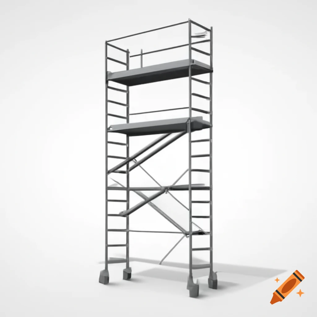 Three-layer H-frame scaffolding with caster wheels on Craiyon