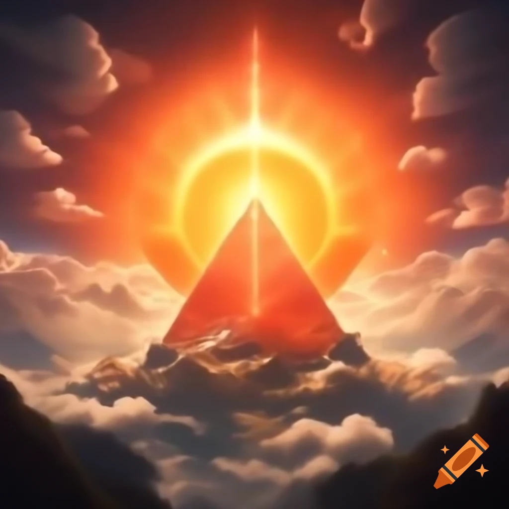 Mount Kailash drawing with orange rising sun and Sri Chakra colors in ...