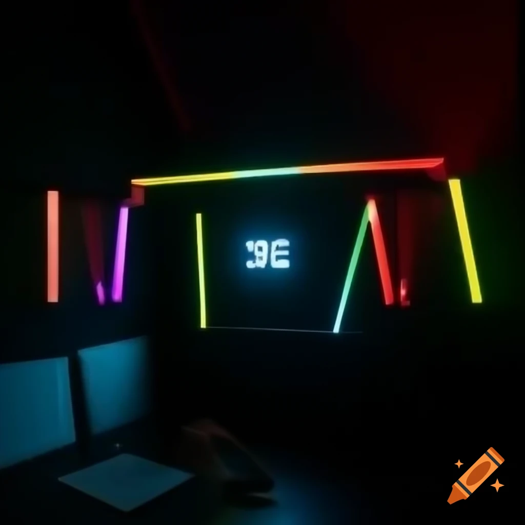 Streamer in room with creatively arranged glowing RGB sticks on black ...