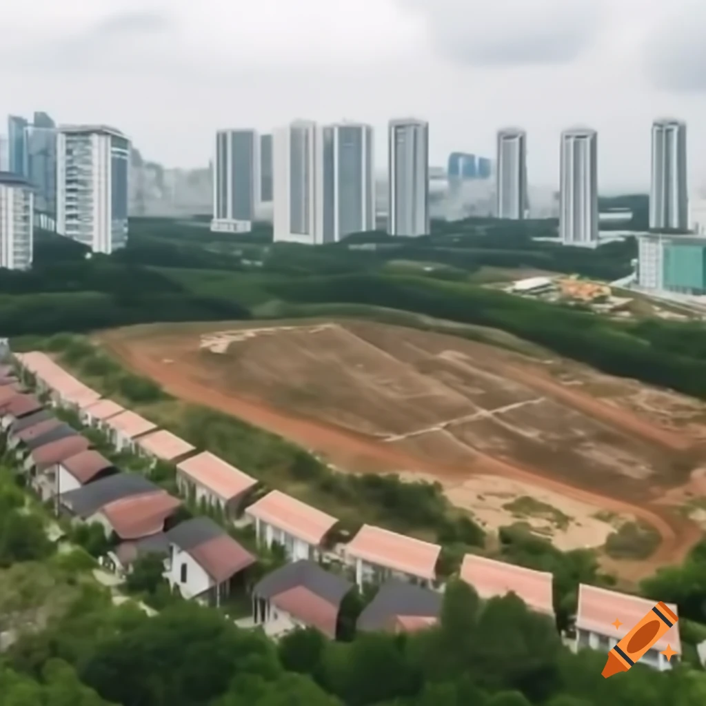 Vision of housing project for undeveloped land in Malaysia on Craiyon