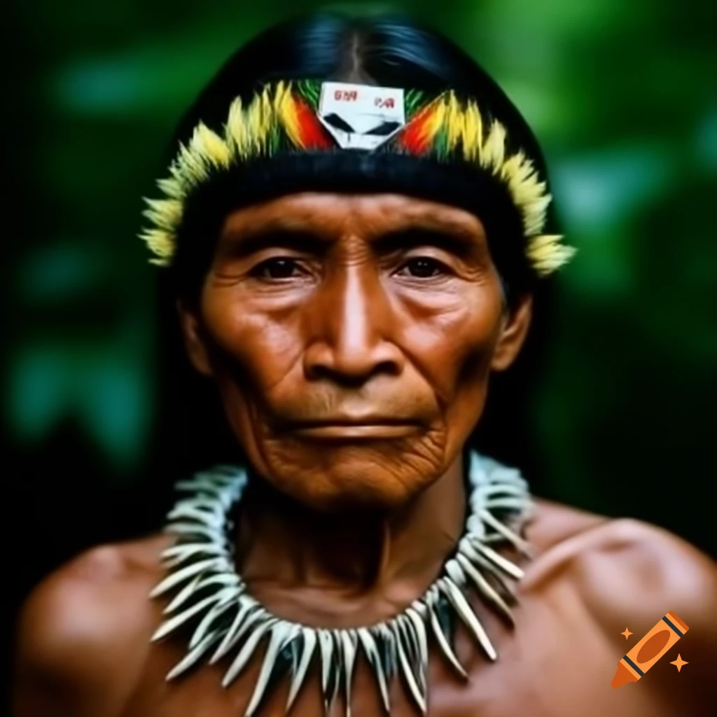 Indigenous person from the Amazon rainforest, realistic depiction on ...