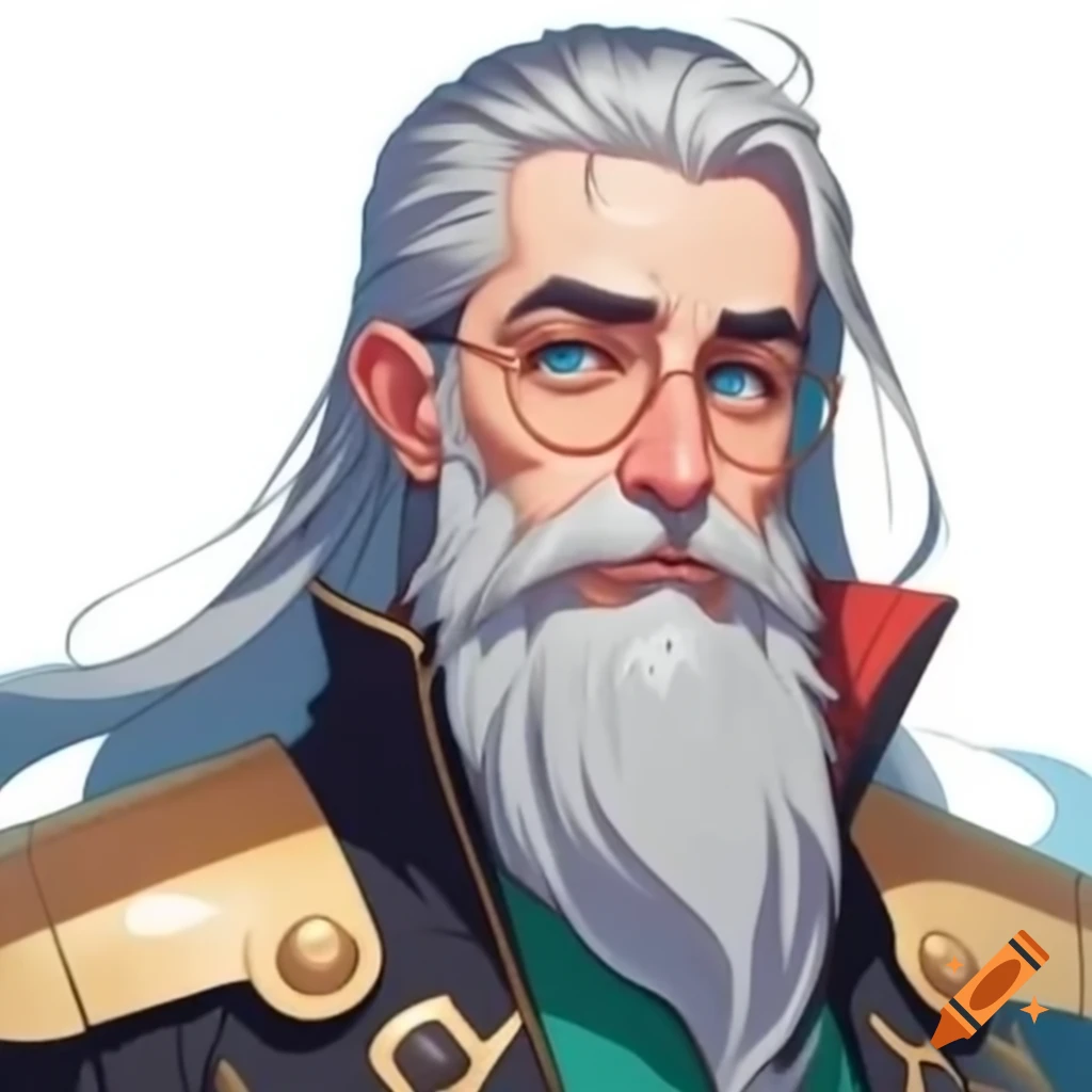 Confident middle-aged Greek man with long grey hair and beard in an ...