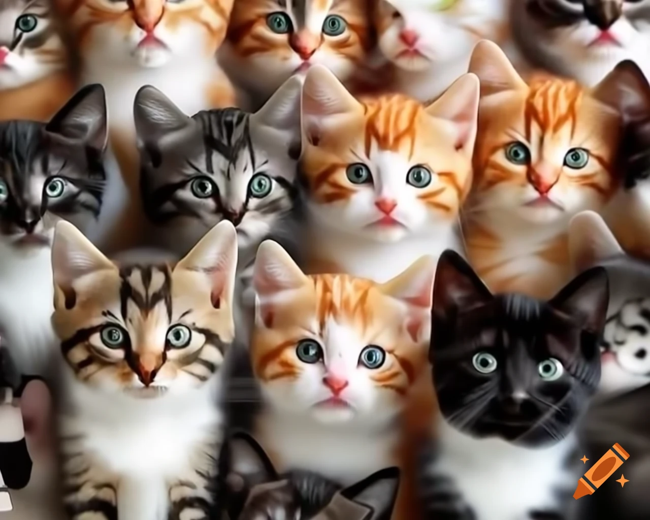 Gathering of adorable kittens with diverse colors and patterns on Craiyon