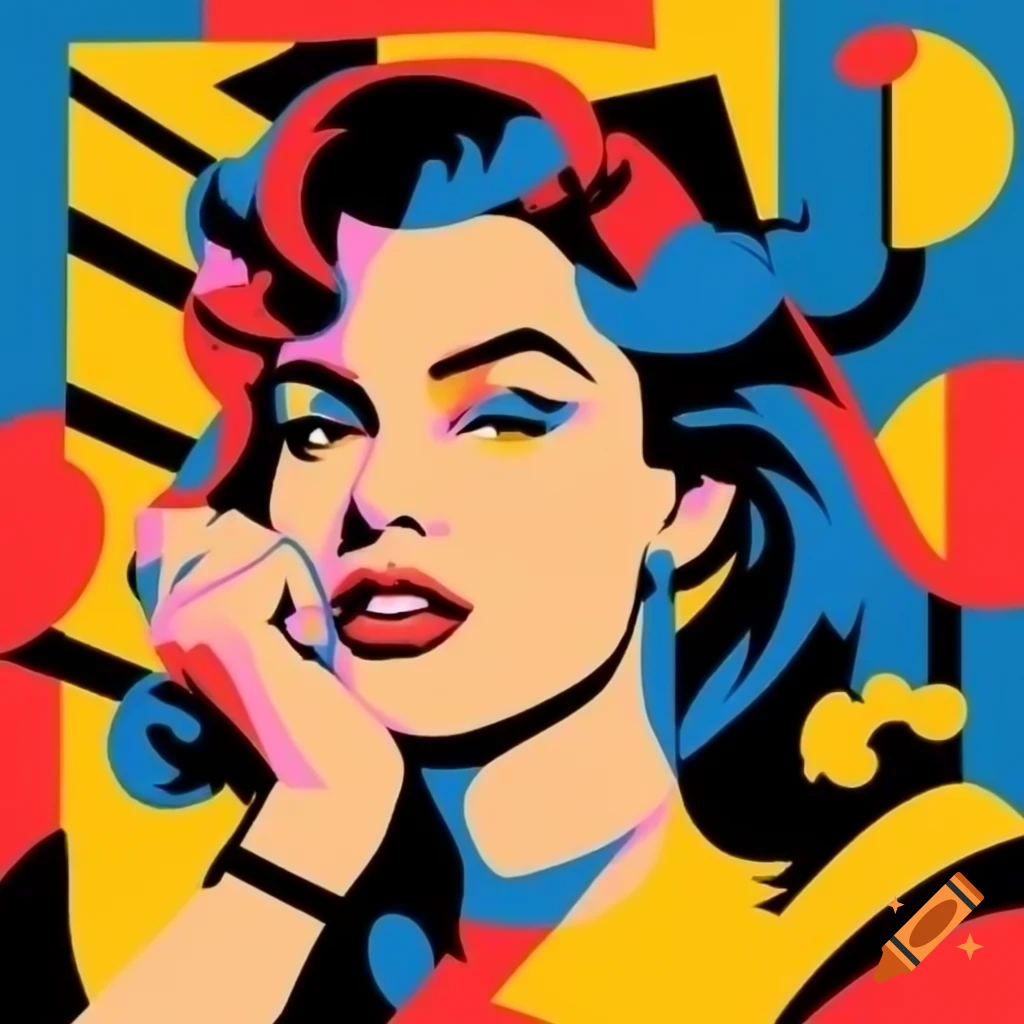 Roy Lichtenstein inspired pop art featuring bold colors and style on ...