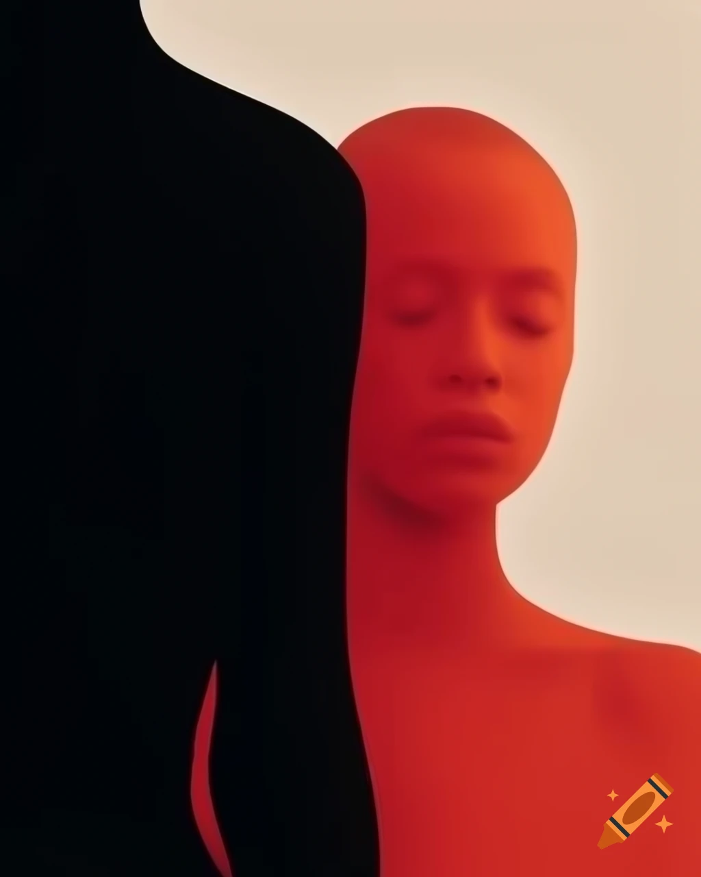 Abstract minimalist artwork representing body and soul in black, red, and white on Craiyon