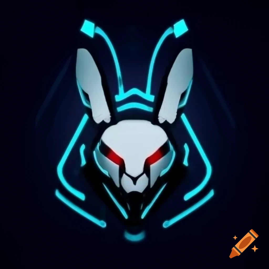Logo design of cybernetically enhanced rabbit hacker infiltrating ...