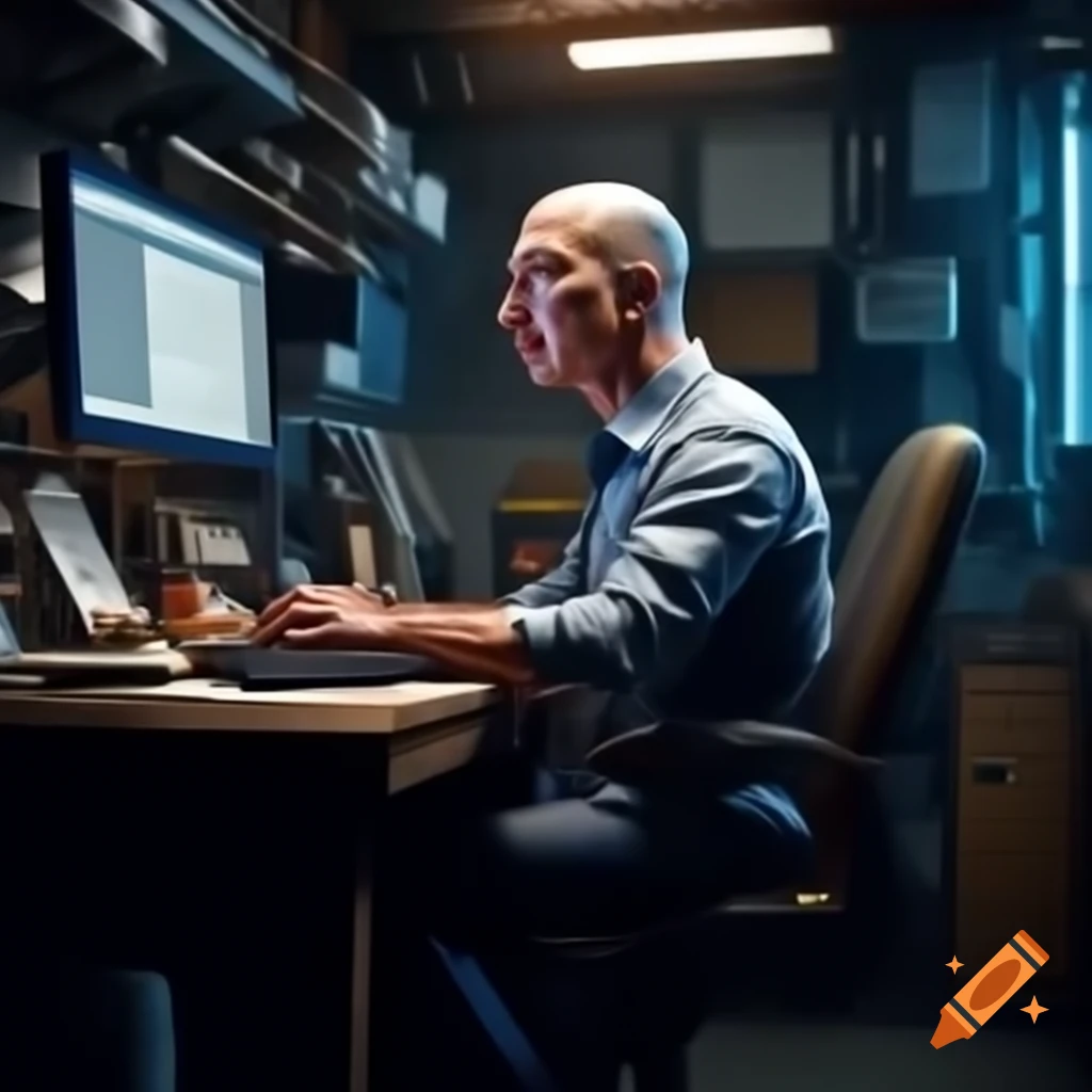 AI-generated depiction of Jeff Bezos working in garage during Amazon's ...