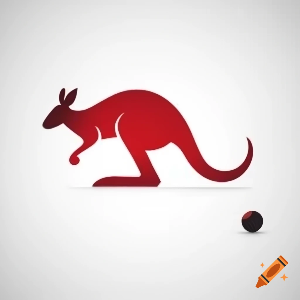Dynamic red kangaroo silhouette entwined around a bowling ball ...