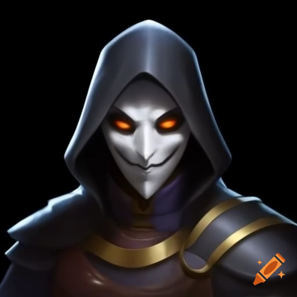 Changeling rogue from D&D wearing porcelain mask with villainous smirk ...