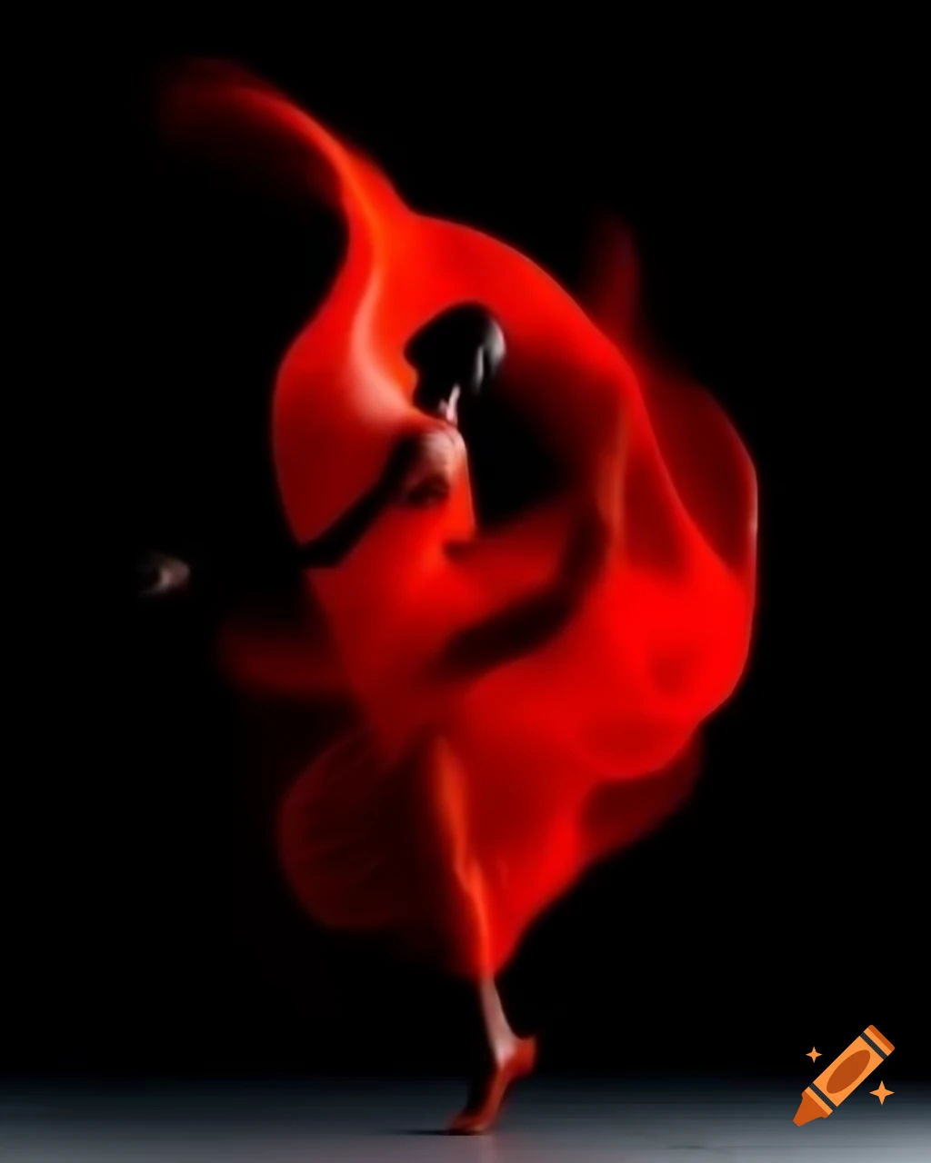 Abstract dance of red, black, and white, showcasing minimal conceptual ...