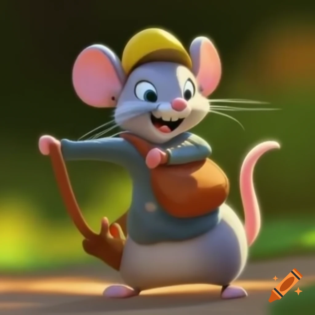 Mouse riding cat and laughing in a whimsical scene on Craiyon