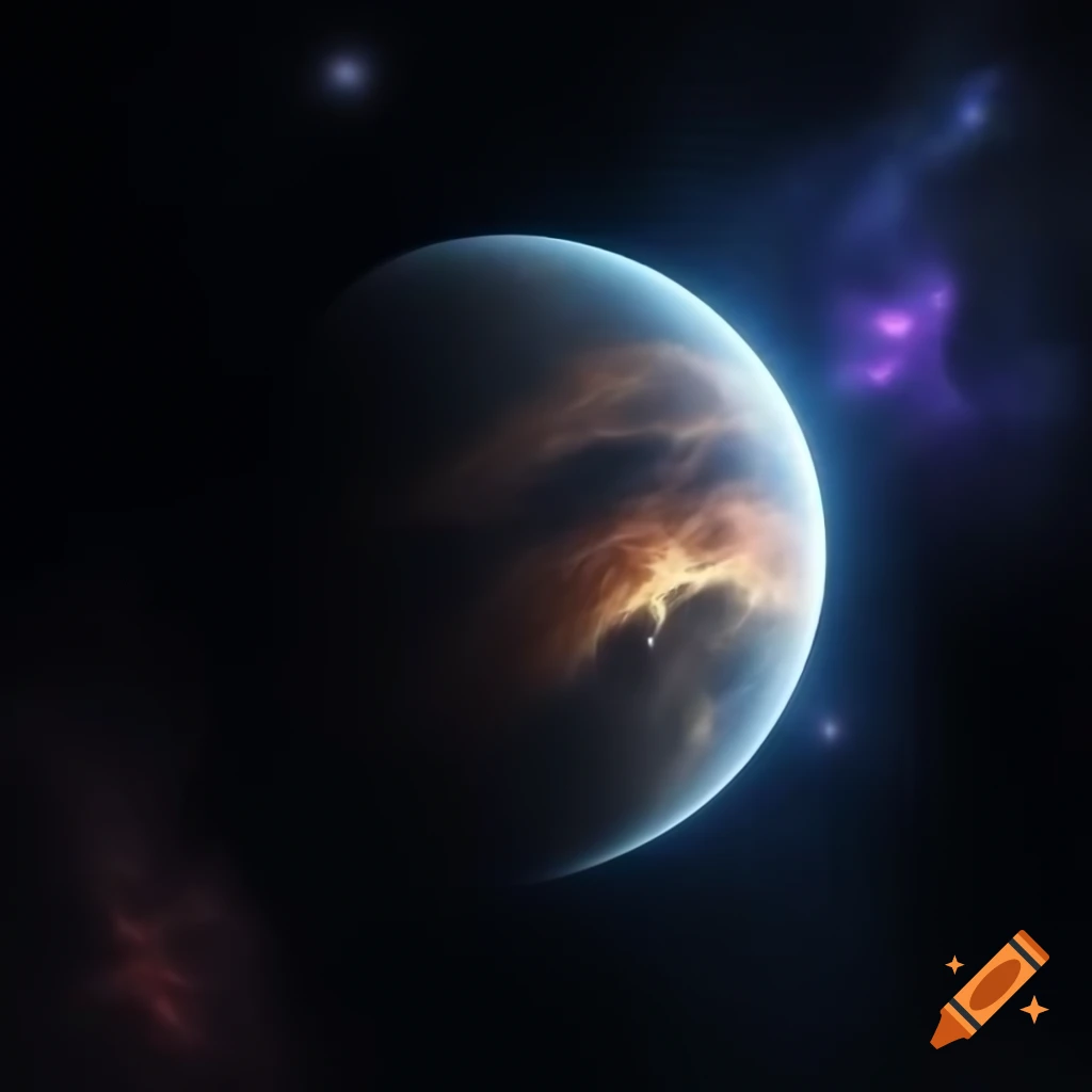 Serene view of alien planet with swirling nebulae and colorful ...