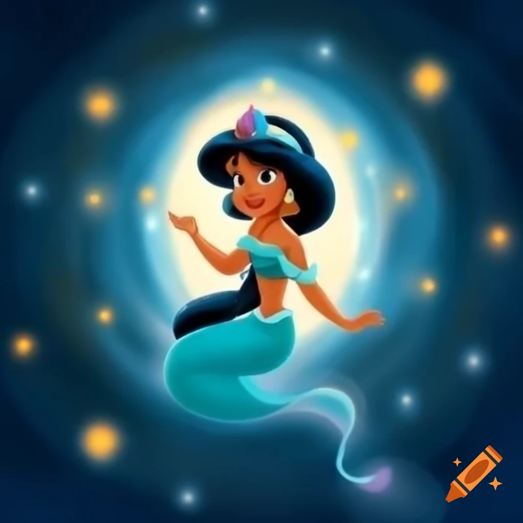 Princess Jasmine surrounded by mini hearts with love energy emanating ...