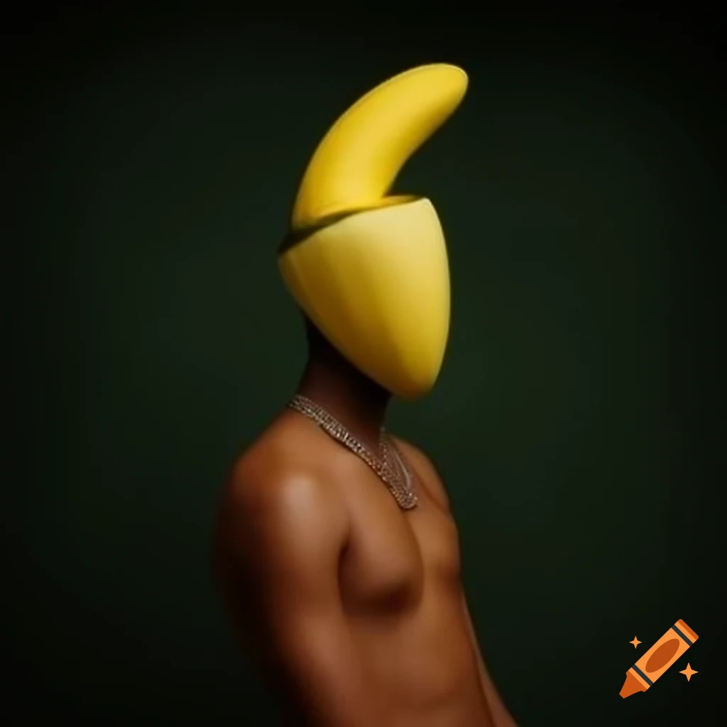 Humorous character with banana head and pants made of banana on Craiyon