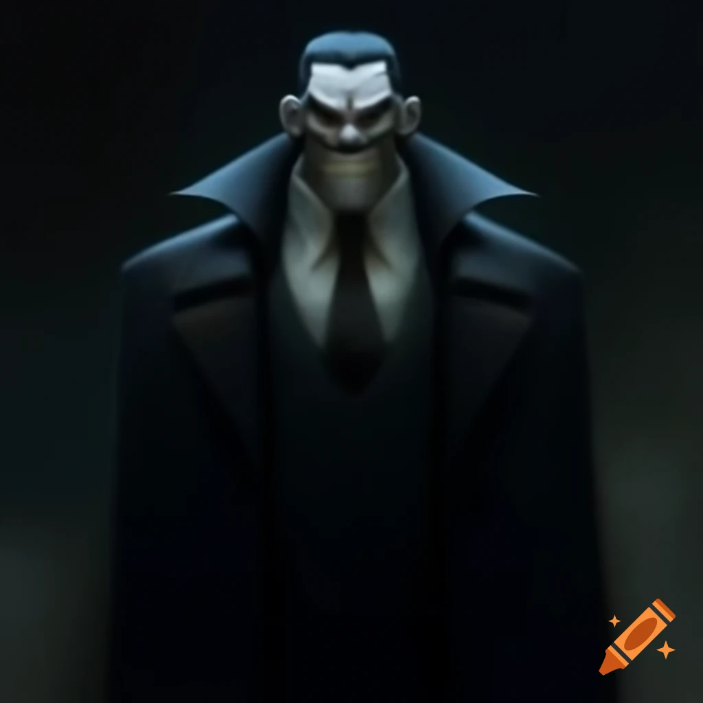 Menacing admiral with coat over shoulders, tall with black hair and ...