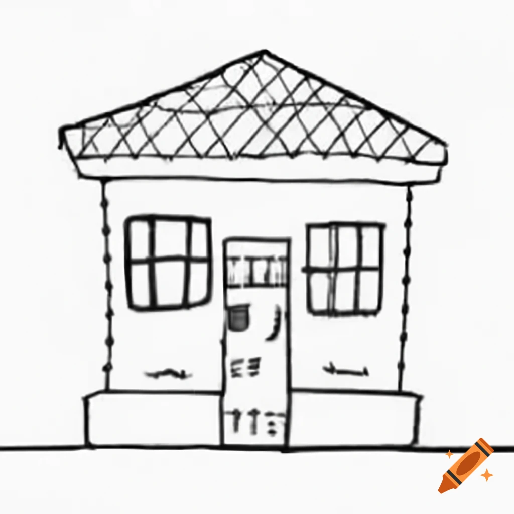 Child's drawing of house with barred windows and locked door on Craiyon