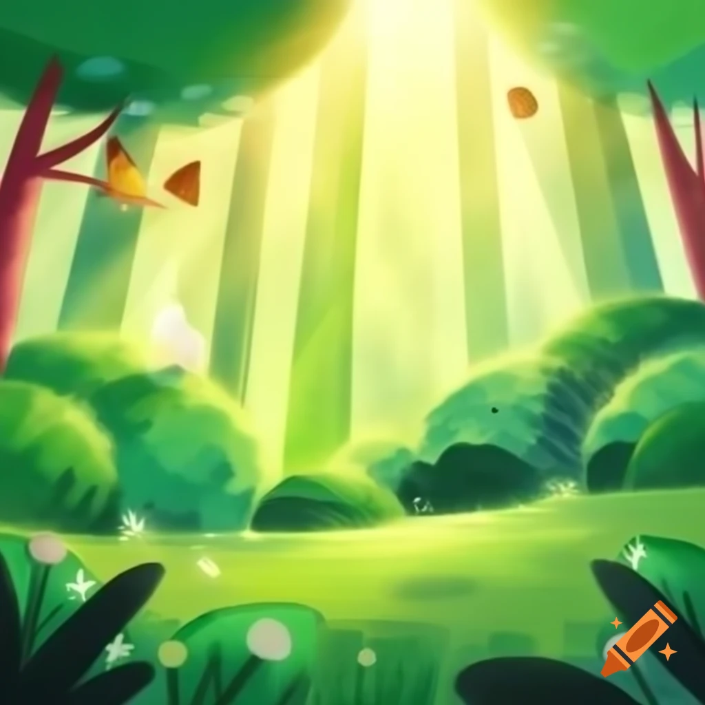 Colorful forest background for kids animation with playful shapes and ...