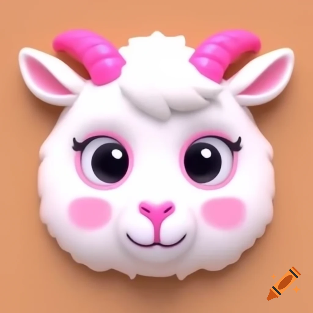 Cute cartoon goat face mask for girls with white fur and pink bow on ...