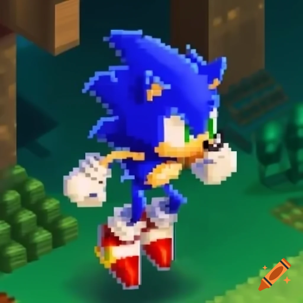 Pixel art of Sonic the Hedgehog characters in a vibrant design on Craiyon