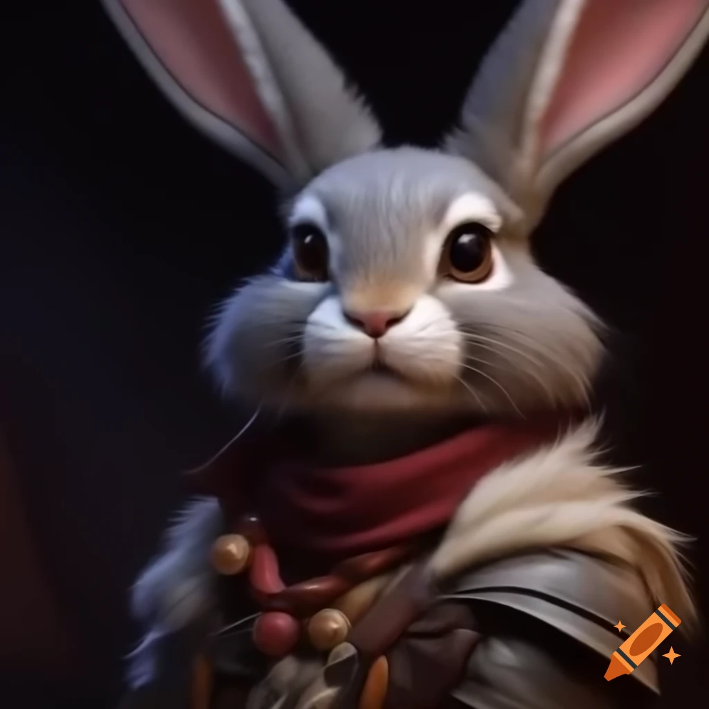 Female bunny bard character with gray fur and heavy eye makeup, dressed ...