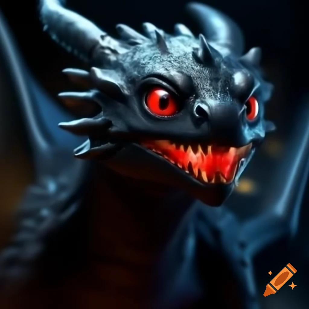 Evil Toothless from How to Train Your Dragon with red eyes and glowing ...