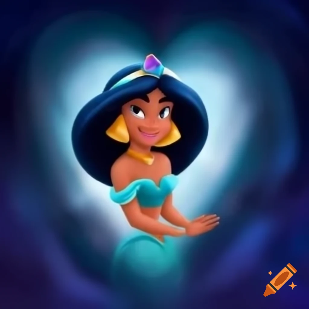 Princess Jasmine surrounded by mini hearts with love energy emanating ...