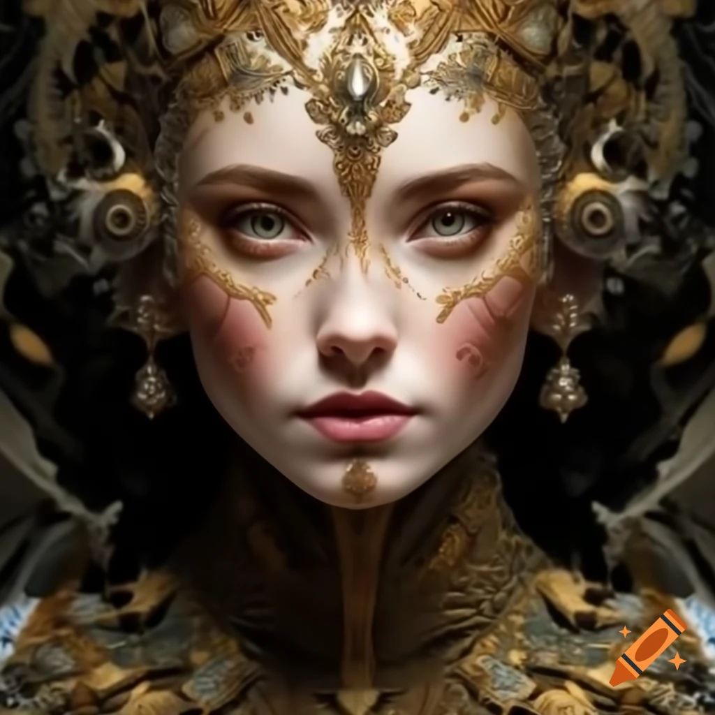 Intricate portrait illustrating AI evolution with neural connections ...