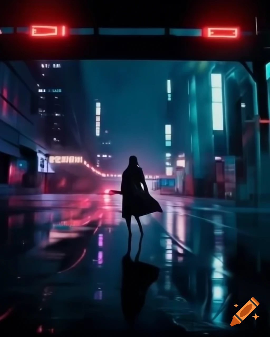 Cinematic urban night scene for 'Beneath the Neon Sky' thriller, rain ...