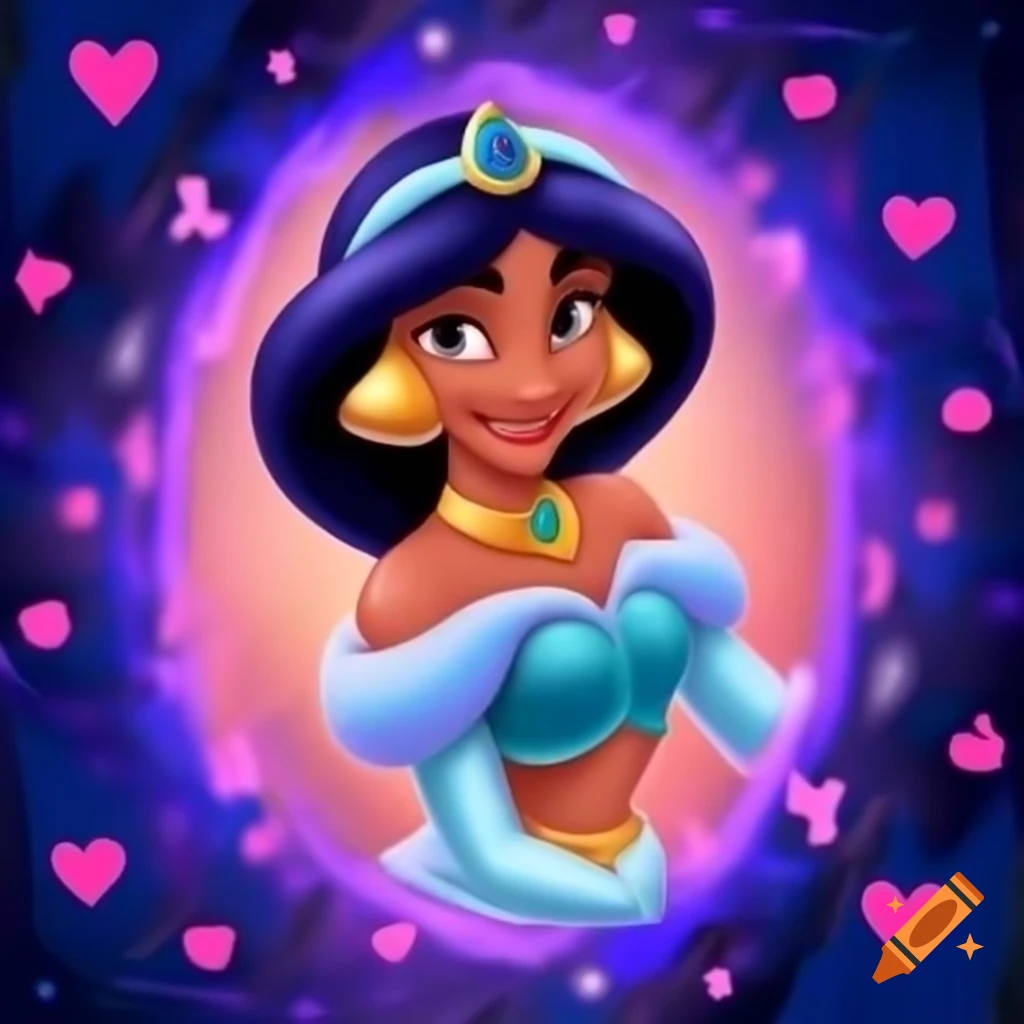 Princess Jasmine surrounded by mini hearts with love energy emanating ...