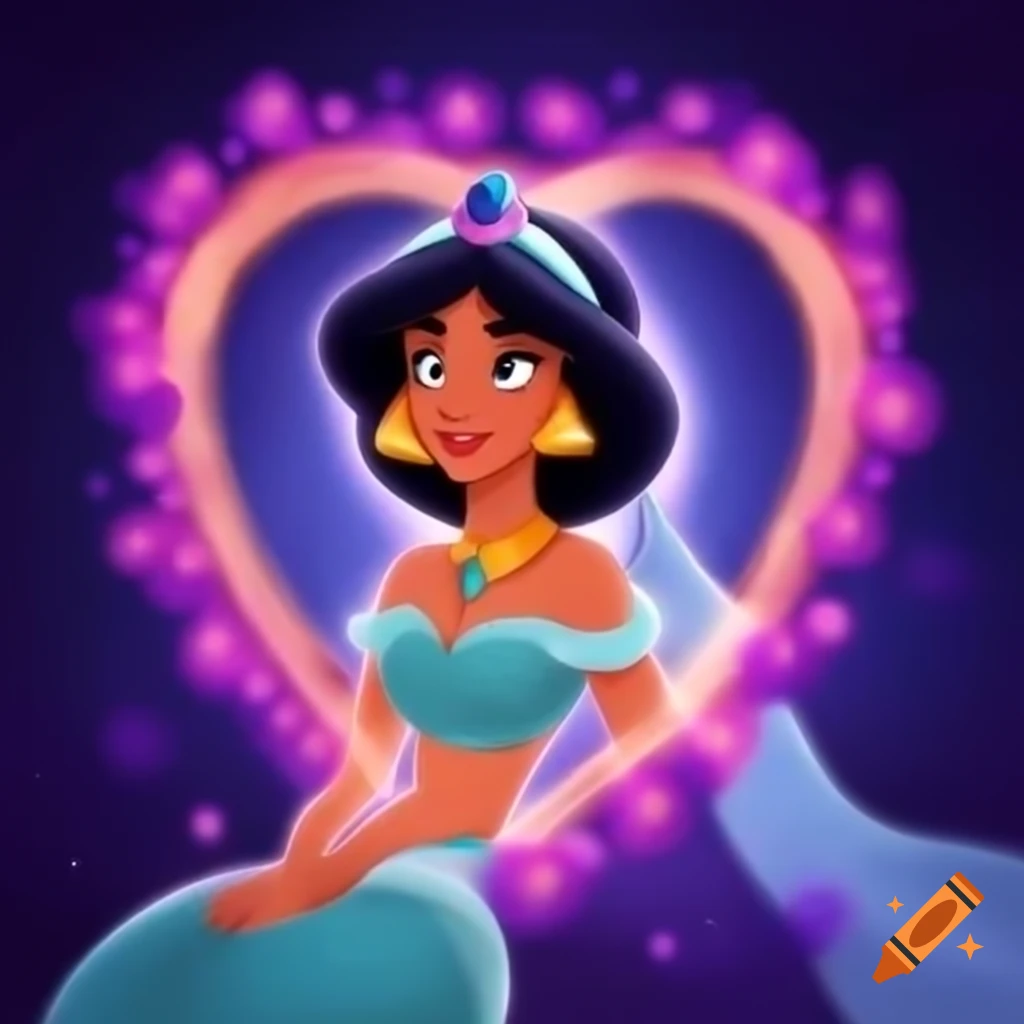 Princess Jasmine surrounded by mini hearts with love energy emanating ...