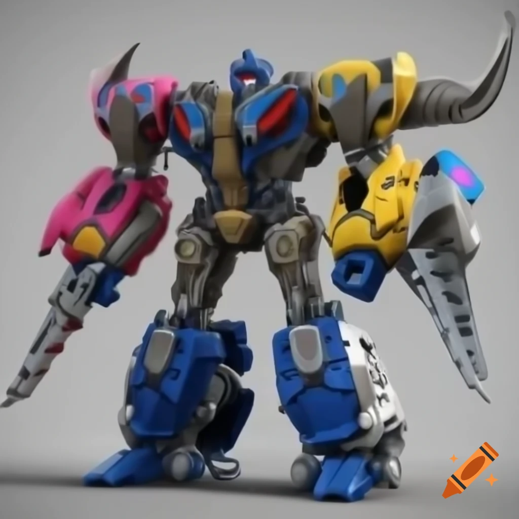 Five heroic transformers in robot mode inspired by Power Rangers ...