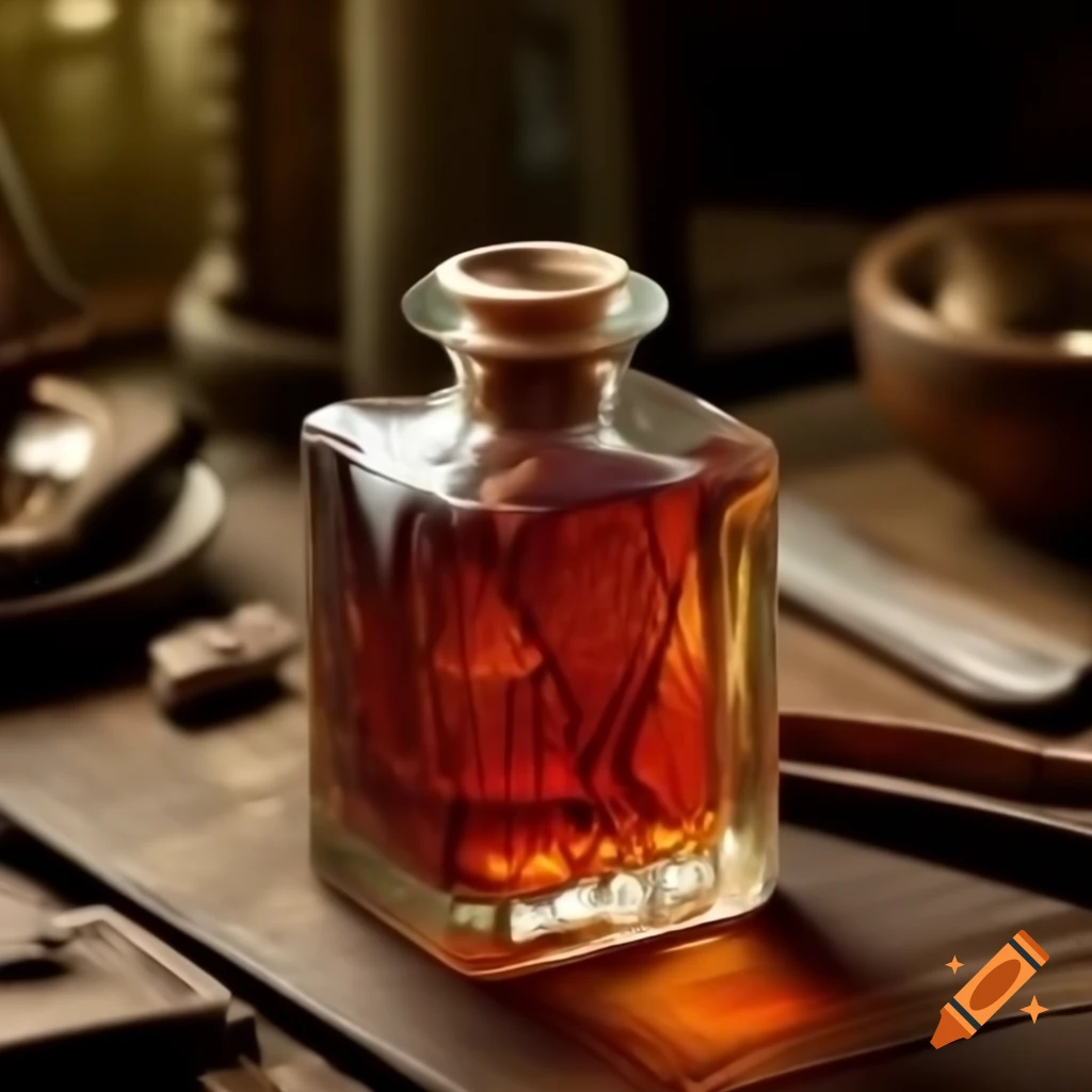 Anti-venom potion in vintage glass bottle on Craiyon